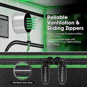 VIVOSUN S448 4x4 Grow Tent, 48"x48"x80" High Reflective Mylar with Observation Window and Floor Tray for Hydroponics Indoor Plant for VS4000/VSF4300