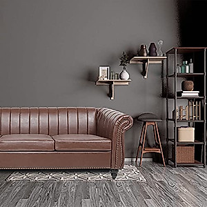 ONCIN Chesterfield Sofa for Living Room, 3 Seater Sofa Couch Faux Leather Fabric Home Seating Couch Sofa for Home Furniture (Dark Brown)