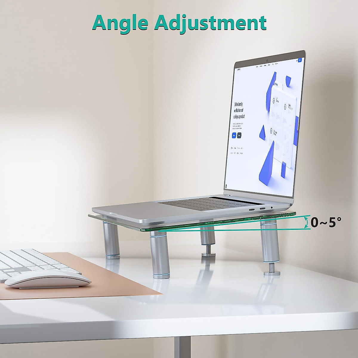 WALI Rectangular Tempered Glass Monitor Riser Desktop Stand Height Adjustable Table Top for Flat Screen LCD LED TV, Laptop, Notebook, Display (GTT001), 16 X 10 inch, Clear