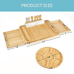 Vtopmart Large Charcuterie Boards, Bamboo Cheese Board & Knife Set, Unique New Home House Warming Gifts Anniversary Wedding Gifts for Couple,Bridal Shower for Women