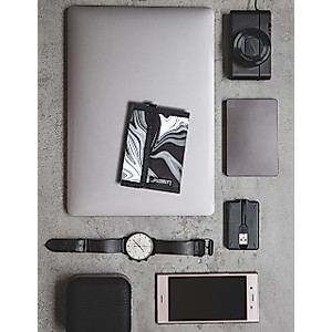 Fydelity 80's RFID Blocking Wallet - Mens and Women's RFID Wallet for Cards and Cash Bifold Hook & Loop Wallet Retro Wallets Men Women, Girls and Boys Wallet BLACK SLICK