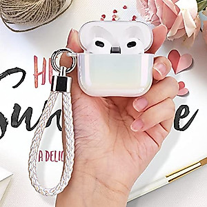 AIRSPO AirPods 3 Case Cover Clear Lasher Hard PC Protective Case Colorful AirPod 3 Cover Skin Compatible with Apple AirPods 3rd Generation with Keychain (Glittery White)