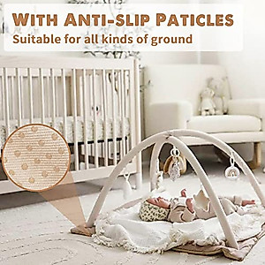 Washable Baby Gym Activity Center with Play Mat, Rainbow Early Development Playmats, 6 Toys for Infant & Toddler, Larger, Non Slip