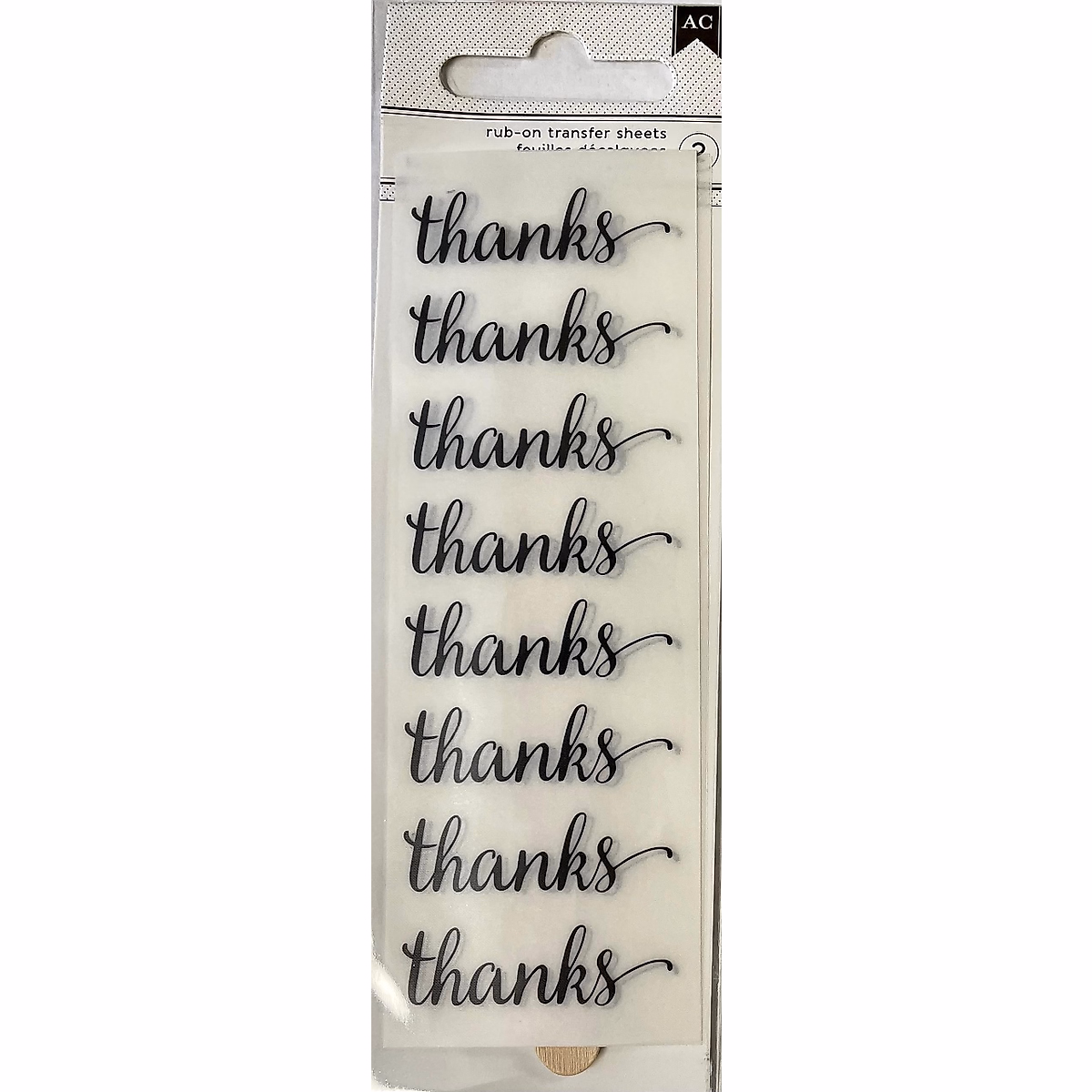 American Crafts Thanks Rub-On Transfer Sheets 2 Sheets