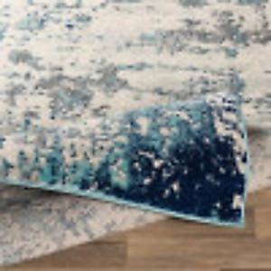 Livabliss Arti Modern Abstract Area Rug,9' x 12',Dark Blue/Aqua