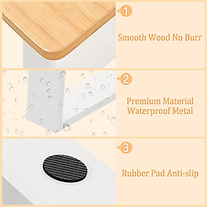 VOTZAAQ Toilet Stool- 7.8'' Upgraded Wooden with Metal Poop Stool, Black Toilet Stool Squat Adult with Non-Slip Pads, Suitable for Everyone