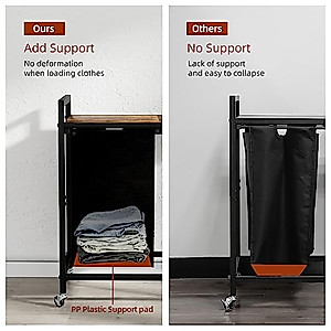 Laundry Hamper, Laundry Basket with 2 Pull-Out and Removable Bags, Rolling Laundry Sorter Cart with Wheels, Top Shelf, 2 × 13.2 Gal (50L) Versatile Organizer for Laundry Room, Bathroom, Black