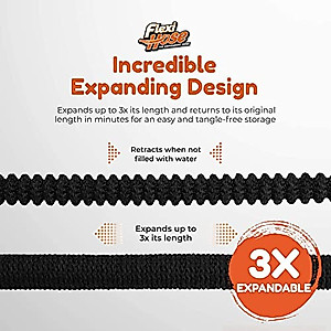 Flexi Hose with 8 Function Nozzle Expandable Garden Hose 50 ft, Lightweight & No-Kink Flexible Extendable Garden Flex Hose, 3/4 inch Solid Brass Fittings and Double Latex Core, 50ft Black