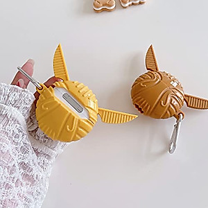 Airpods 3rd Generation Case,3D Silicone Fashion Cool Air pods Cover,Stylish Unique Golden Flying Ball Funny Fun Design Designer for Men Youth Teen Boys Kids(Yellow)