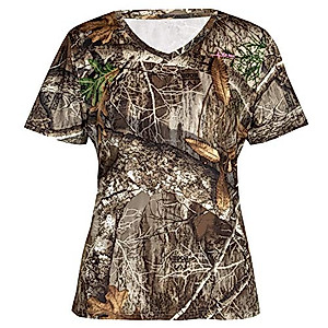 HABIT Women's Doss Cabin Short Sleeve Camo Tee, X-Large, Realtree Edge