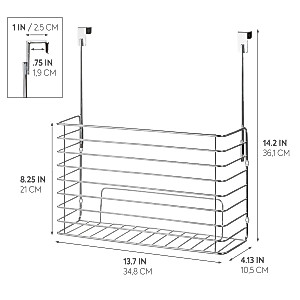 iDesign Classico Metal Over the Cabinet Kitchen Bakeware Organizer Basket for Cutting Boards, Baking Sheets, Pans, 13.73" x 5.18" x 14.2" - Chrome