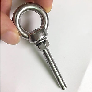 HYXXYY Stainless Steel Eye Bolt, 5pack M6 Shoulder Eye Bolts 1/4" X 2"with Nuts and Washer Thread Lifting Ring Eyebolt