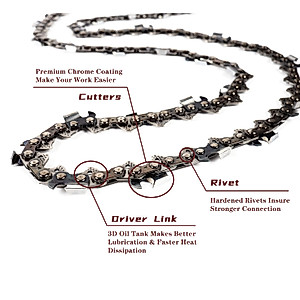 Reliable Replacement SC-S52 14-Inch Semi Chisel Saw Chain, Pitch: 3/8", gauge: .050", drive link count: 52, Compatible for Craftsman Homelite Poulan Remington Ryobi Echo and more