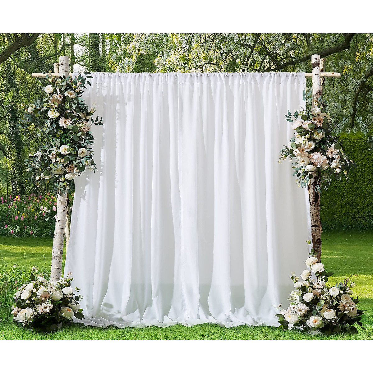 Warm Home Designs 7 Feet Long White Backdrop Curtains. Pair of 52 x 84 Chiffon Backdrop Curtains with 2 Tie-Backs. Perfect as Wedding Backdrop, White Backdrop, or as Chiffon Curtains. WW White 84"