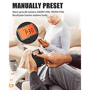 【July Newest】 PRUNUS Pocket Radio AM FM with Earphones, Digital Radio Battery Operated, Walkman Portable Radio with Preset, Timer, Alarm Clock, Lock Button and Lanyard for Walk/Sports Match/Traveling