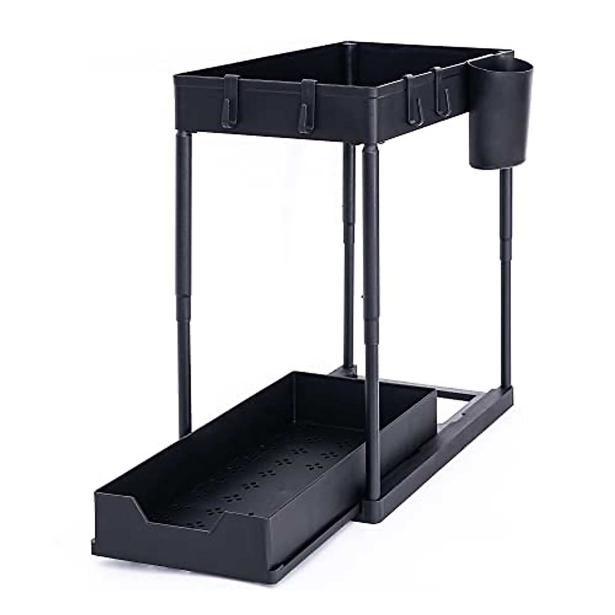 Height Adjustable Under Sink Organizers and Storage, 2-Tier Sliding Cabinet Organizer for Bathroom Kitchen Office (1)