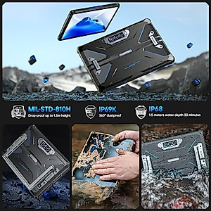 OUKITEL RT7 5G Rugged Tablet - 32000mAh Large Battery,24GB RAM+256GB ROM Android 13 Tablet,10.1 inch FHD+ Screen,48MP+32MP+20MP Night Vision Camera,IP68/IP69K Waterproof Tablet/WiFi/OTG/GPS Blue