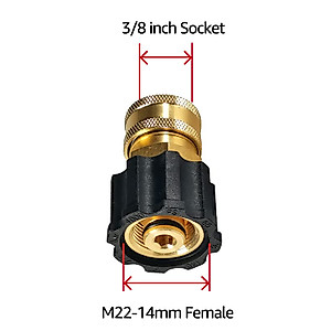 YAMATIC Pressure Washer Adapter, M22-14mm Female to 3/8'' Quick Connect Socket Power Washer Coupler, M22 Swivel to 3/8 Inch Quick Connector for Pressure Washer, Hose, Gun, Pump, 5000 Psi