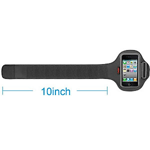 Armband for Apple iPhone 5 5s 4 4S (10 inches long band) -Neoprene-Lightweight-Washable- by Cellet – Black - Retail Packaging
