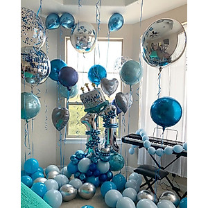 Bezente Blue Balloons Set,60pcs 12 inch Metallic Blue Pearl Blue Navy Blue Pastel Blue Latex Balloons Kit for Birthday,Baby Shower,Wedding,Graduation Party Decorations