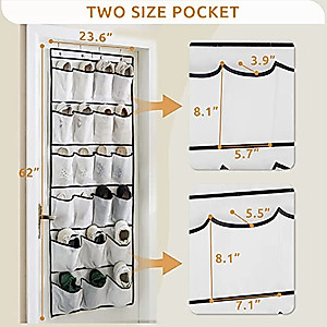 YOUDENOVA Over the Door Hanging Shoe Organizer - 22 Extra Large Fabric Pockets Shoe Storage Racks Holders Behind Closet Door with 4 Metal Hooks for Sneakers, High Heels, Slippers