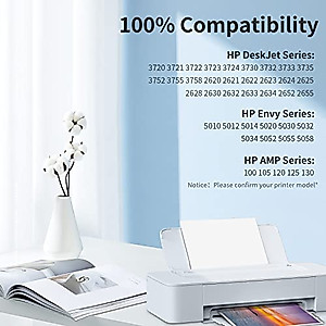 65XL Black Ink Cartridge Replacement for HP Ink 65 Work with HP DeskJet 3755 3700 2655 3720 2655 2624 Envy 5055 5000 5058 5052 AMP 100 120 Printer High Yield (2 Black) Remanufactured