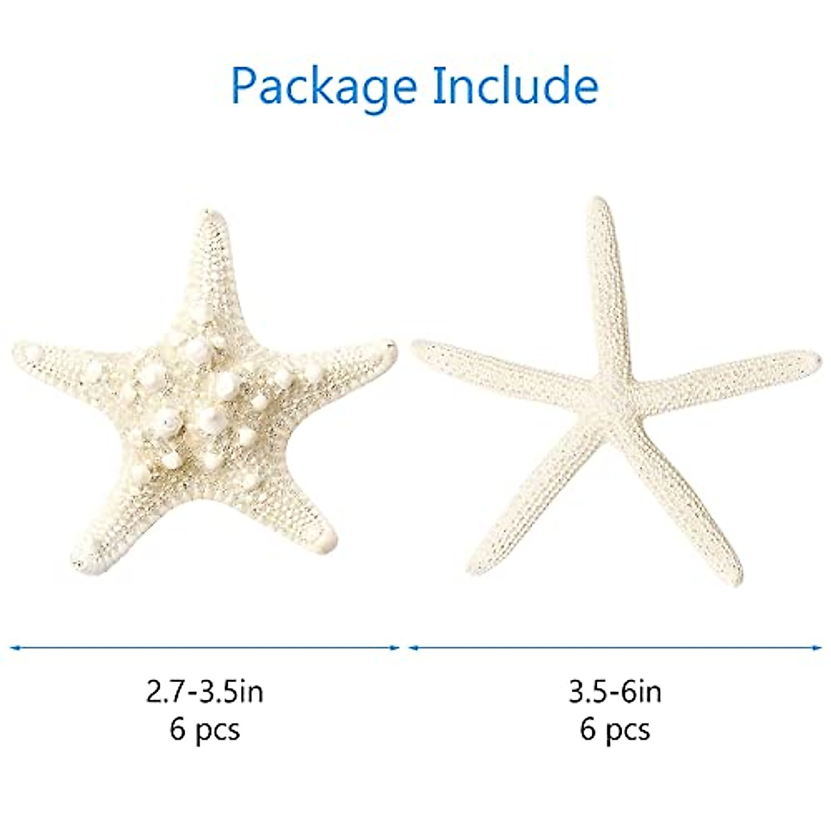 gopiter 12 PCS Starfish | 2.5-6 Inch Starfish Decor | Natural Bulk Starfish Shells Perfect for Crafts Making Beach Theme Party Wedding Decoration, Home Wall Decor, Christmas Ornaments, Fish Tank