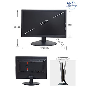 101AV 18.5 LED Security Monitor HDMI up to Ultra HD 4K/8MP 3840x2160,VGA & BNC Input/Output Build in Speaker Audio Video Display VESA Compatible for CCTV DVR Home Office Surveillance 24/7