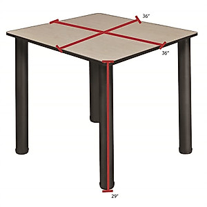 Regency Kee Square Dining & Activity Table with with Slim Lightweight Tabletop, 36", Maple/Black