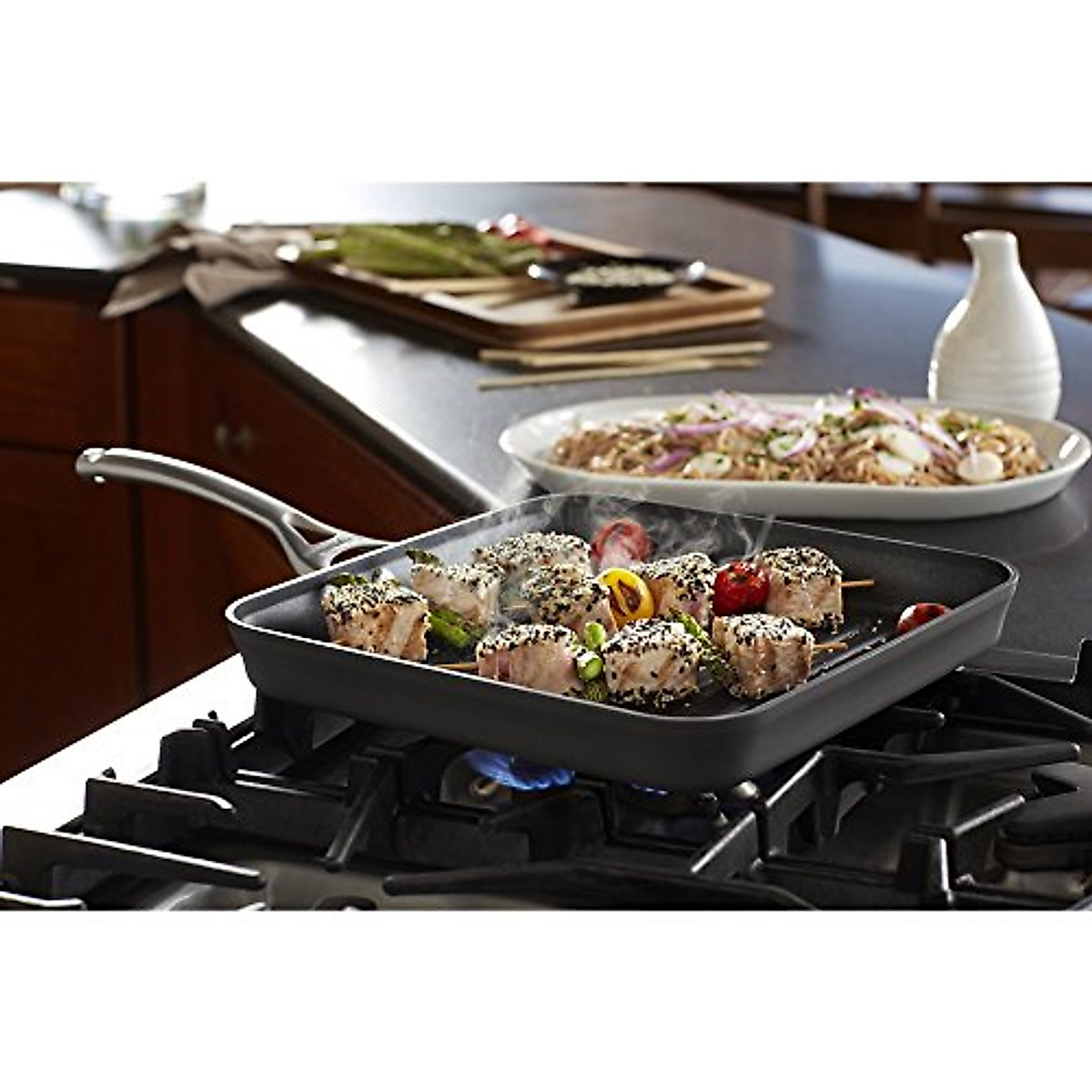 Calphalon Contemporary Hard-Anodized Aluminum Nonstick Cookware, Square Grill Pan, 11-inch, Black