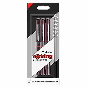 Rotring Tikky Graphic Fineliner Pens, 0.7mm & 0.5mm & 0.3mm, Black Ink, 3 Count