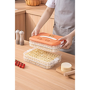 LOEZ 4-Layer Food Storage Container, Stackable Snack Container with Lid, Dumpling Box, Gyoza Container, Cookie Storage Containers, Good Sealing, Time Recoder (White)