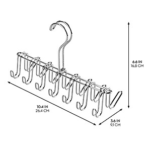 iDesign Classico Metal Tie Hanger, Hanging Closet Organization Storage Holder for Belts, Men's Ties, Women's Shawls, Pashminas, Scarves, Clothing, Accessories, Horizontal Rack