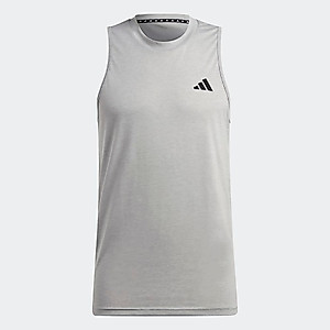 adidas Men's Training Essentials Feel Ready Logo Sleeveless T-Shirt, Medium Grey Heather/White/Black, X-Large