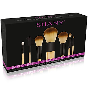 SHANY Bamboo Makeup Brush Set - Vegan Professional Makeup Brushes With Premium Synthetic Hair & Cotton Pouch for Easy Brush Storage - 7pc
