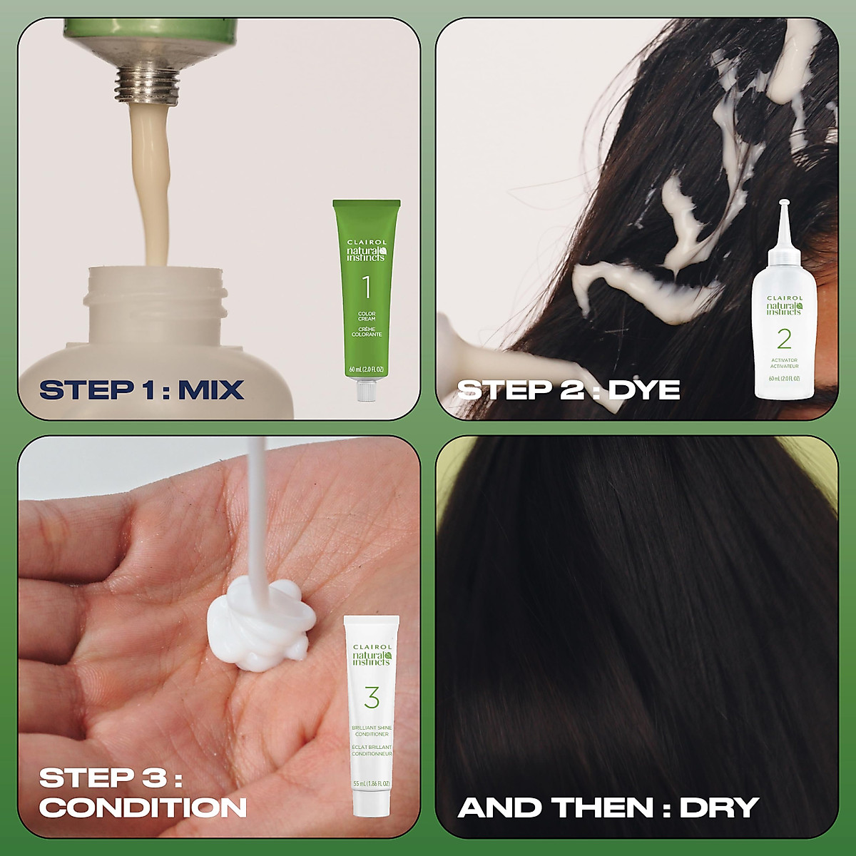 Clairol Natural Instincts Demi-Permanent Hair Dye, 4RR Dark Red Hair Color, Pack of 1