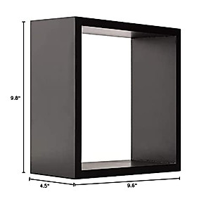 Pinnacle Frames and Accents, Black, Floating Square Wall Shelves Nested Cubes, Set of 3, 9 by 9, 3