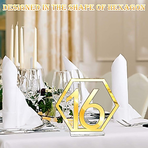 Wedding Table Numbers, Table Numbers 1-20, Gold Mirror Table Numbers and Acrylic Stands, Table Numbers for Wedding Reception, Centerpiece, Party, Anniversary