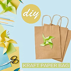 NYMVP Brown Paper Bags, 50Pcs Paper Bags with Handles 8x4.25x10.5 Gift Bags Bulk, Paper Shopping Bags, Kraft Bags, Party Favor Bags, Business Bags, Boutique Bags