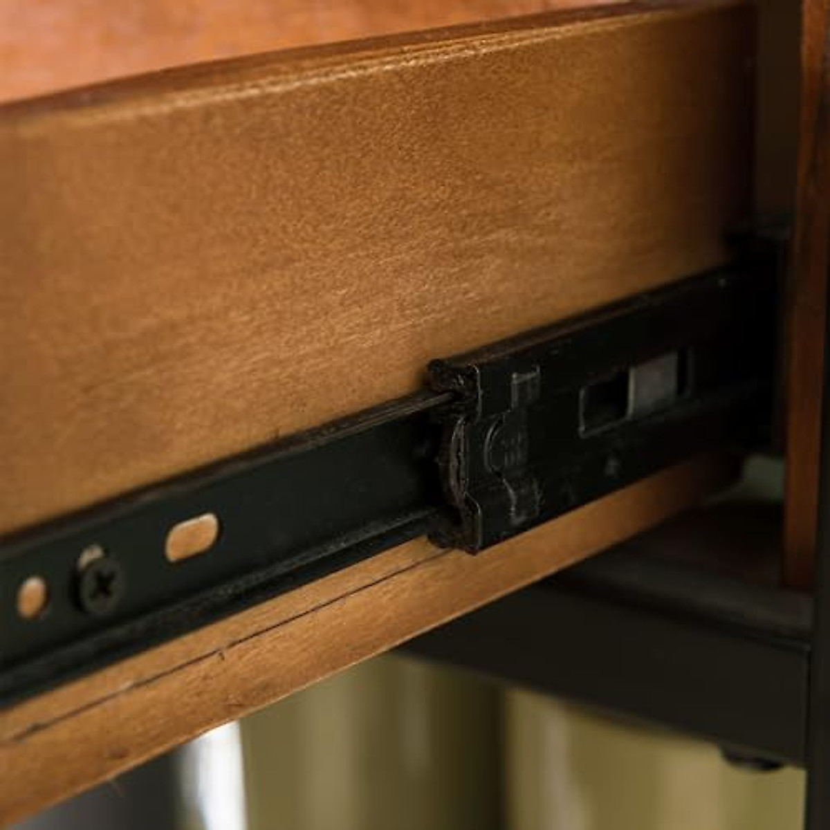 Leick Home 11262 Ironcraft Mantel Height Rustic Bookcase with Drawer Storage, 12" D x 30" W x 50" H, Mission oak/matte black