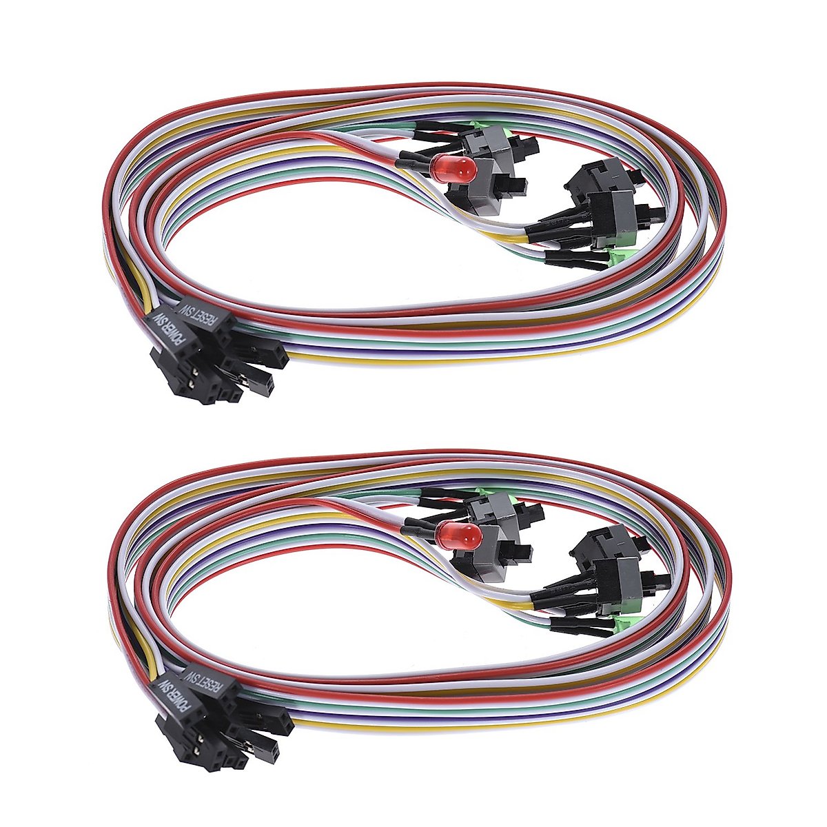 Warmstor 2 Pack Desktop Computer Case Motherboard On/Off/Reset/HDD Switch Power Cord PC Power Button Switch Power SW Cable ATX Case Front Bezel Wire with Red Green LED Indicator Light 2-Pin 27-inch