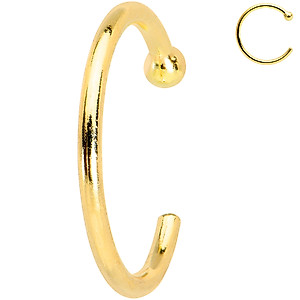 Body Candy Unisex Adult Solid 18k Yellow Gold Nose Stud Hoop 20 Gauge 5/16" Body Piercing
