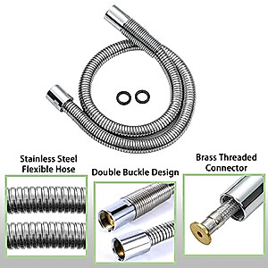 HYAHDEN 38 Inch Flexible Stainless Steel Pre-rinse Sprayer Hose for Commercial Kitchen Sink Faucet, Commercial Faucet Parts Replacement Kit 38”Stainless Steel Sprayer Hose for commercial faucet