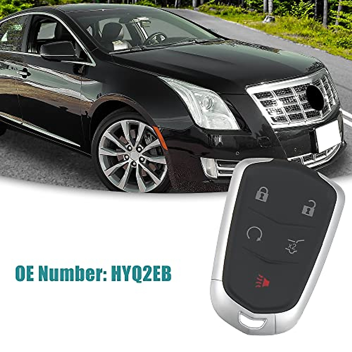 ACROPIX 5 Button Keyless Entry Remote Fit for Cadillac XT5 - Pack of 1 Black