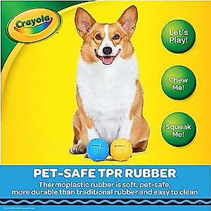 Crayola for Pets 2pk Balls in Pup-Visible Colors Dogs See Best, Embossed Texture for Easy Grip Fetch and Chew, TPR, Rubber Chew Toys for Dogs, Yellow + Blue Tennis Ball Style Dog Toys