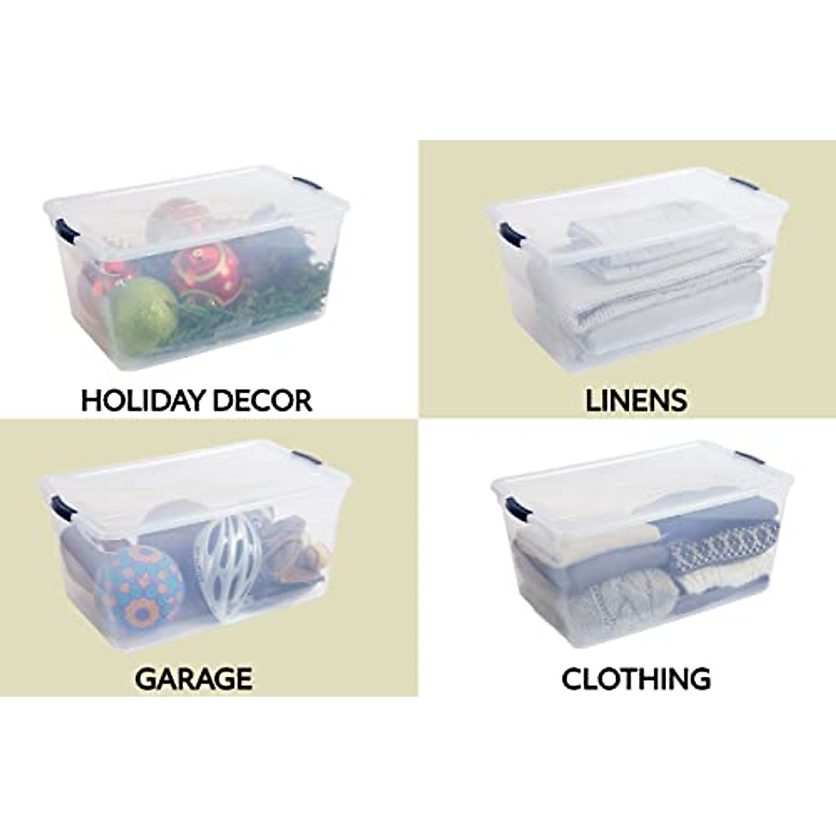 Rubbermaid Cleverstore Clear Plastic Storage Bins with Lids, 95 Qt-4 Pack, 4 Count
