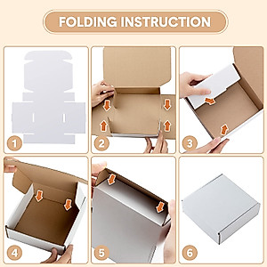 Gersoniel 100 Pcs Small Shipping Boxes 6 x 6 x 2 Inches Christmas Gift Shipping Corrugated Cardboard Mailing Boxes for Small Business Cardboard Corrugated Mailer for Packing(White)