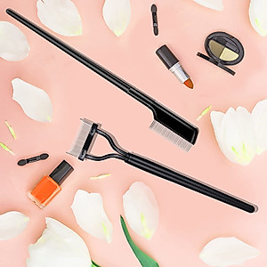 Eyelash Comb Lash Brush Separator 2Pcs, Dust2oasis Eyelashes Separator Curler Makeup Mascara Applicator, Eyelash Grooming Brushes Metal Teeth, Eye Makeup Brush Tools with Comb Cover dark black