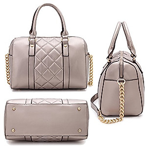 Dasein Women Soft Vegan Leather Barrel Bags Large Top Handle Totes Satchel Handbags Shoulder Purse W/Wallet Coffee