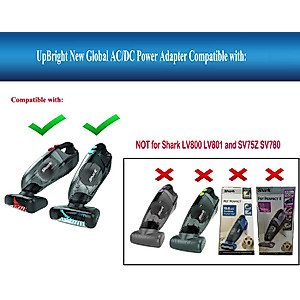 UpBright 19V AC/DC Adapter Charger Compatible with Shark LV900 LV901 LV901C LV 900 901 Cordless Pet Perfect PetPerfect XL Lithium Ion 14.4V Battery Vacuum Cleaner Vac XA900 YLJXA-T176070 ZD12D190070US